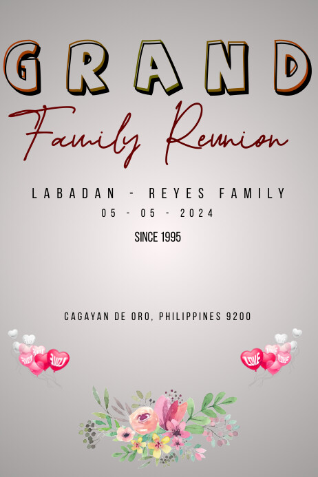 Plantilla de Grey Maximalist Family Reunion Poster | PosterMyWall