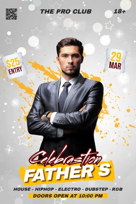 Grey Maximalist Father`s Dj Event Poster Template | PosterMyWall