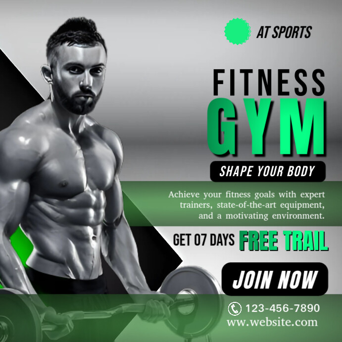 Copy of Grey Maximalist Fitness Gym Promotional Flyer Instagram Post ...