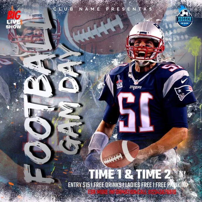 Grey Maximalist Football Gam Day Instagram Po Template | PosterMyWall