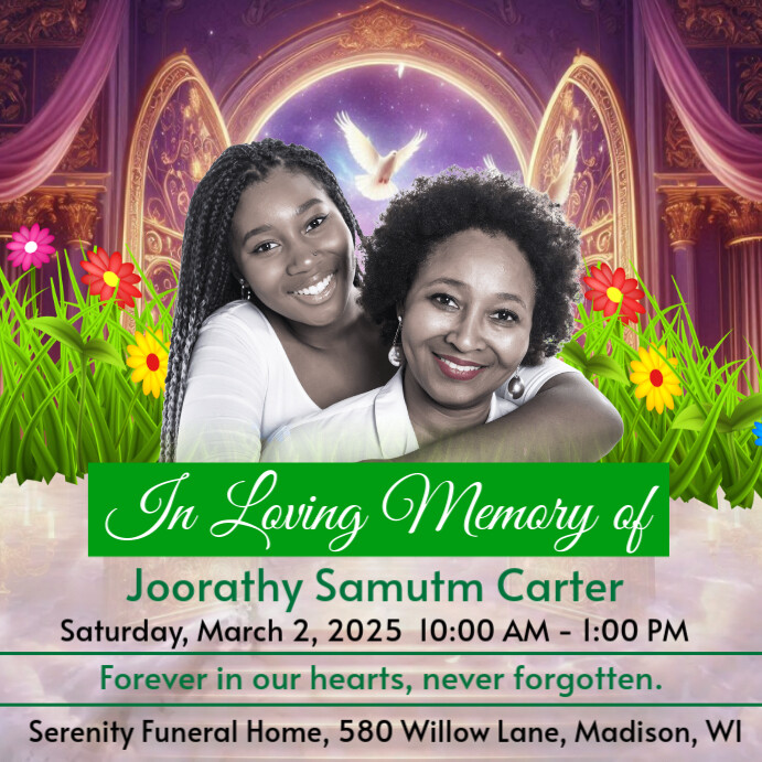 Grey Maximalist Funeral Flyer Death Anniversary Announcement Funeral ...