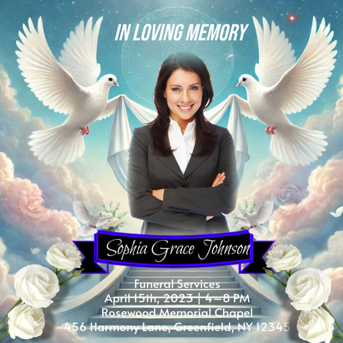 Grey Maximalist Funeral Flyer Death Anniversary Announcement Instagram ...