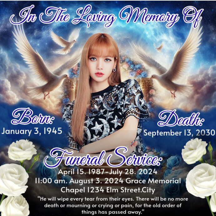 Copy of Grey Maximalist Funeral Flyer Death Anniversary Announcement ...