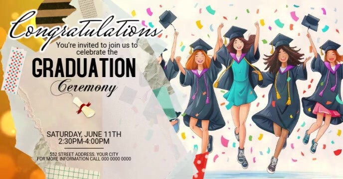 Grey Maximalist Graduation Party Facebook Event Cover Template ...