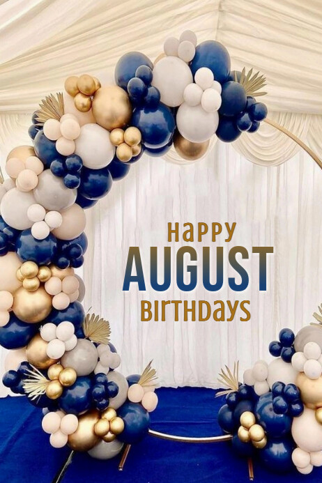 Grey Maximalist Happy August Birthdays Banner 4' × 6' Template ...