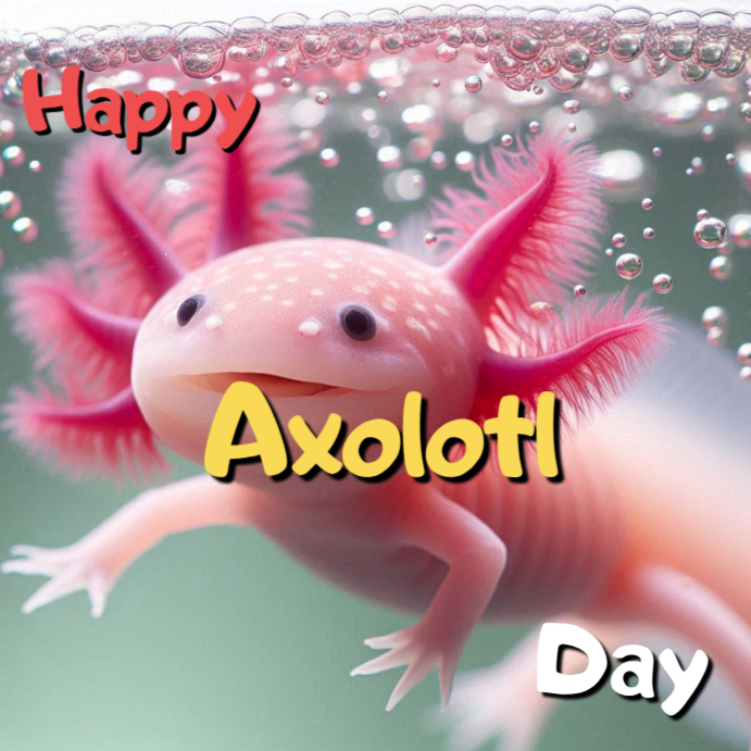Grey Maximalist Happy Axolotl Day Flyer Instagram Post Template ...