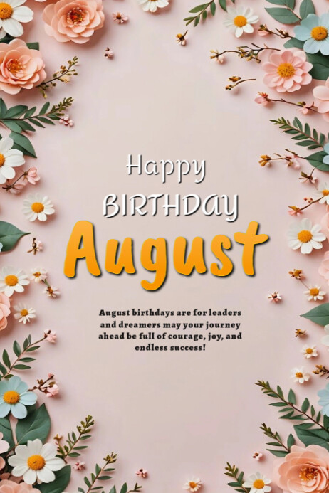 Grey Maximalist Happy Birthday August Poster Template | PosterMyWall