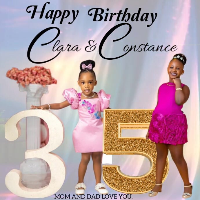 Grey Maximalist Happy Birthday Clara & Constance – From Mom And Dad ...