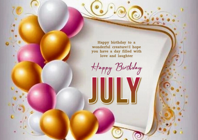 Grey Maximalist Happy Birthday July A4 Template | PosterMyWall
