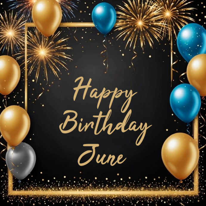 Grey Maximalist Happy Birthday June Instagram Post Template Postermywall