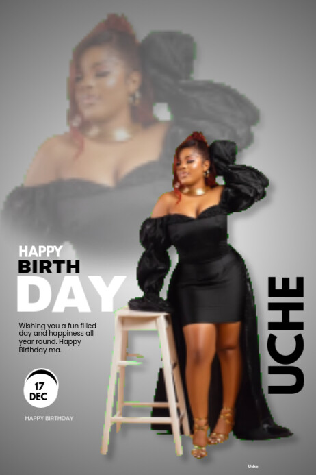 Grey Maximalist Happy Birthday Templates Poster | PosterMyWall