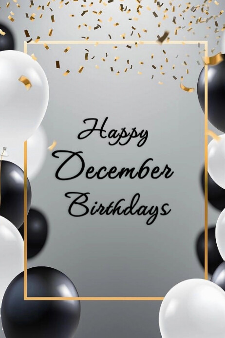 Grey Maximalist Happy December Birthdays Banner 4' × 6' Template ...