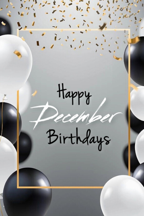 Grey Maximalist Happy December Birthdays Banner 4' × 6' Template ...