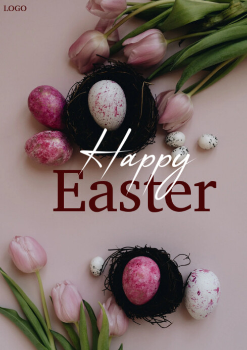 Grey Maximalist Happy Easter A4 Template | PosterMyWall