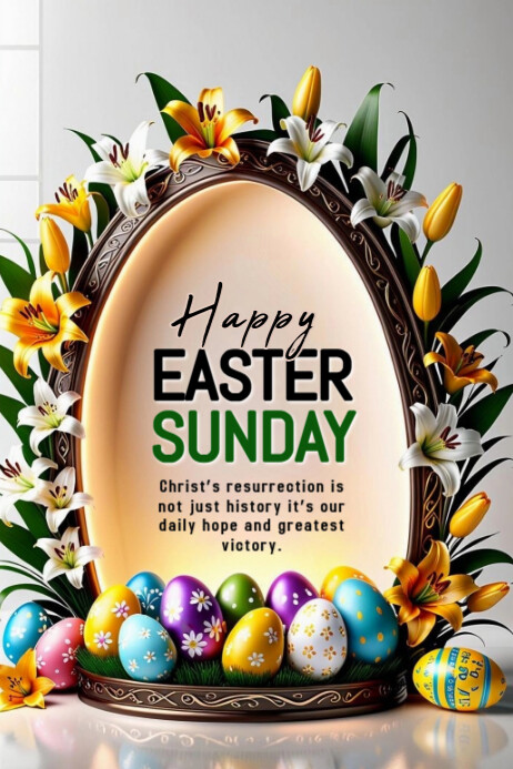 Grey Maximalist Happy Easter Sunday Banner 4' × 6' Template | PosterMyWall