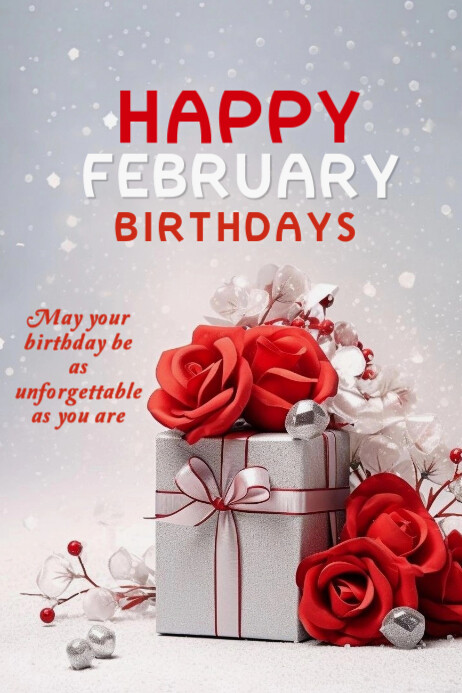 Copy of Grey Maximalist Happy February Birthdays Banner 4' × 6 ...