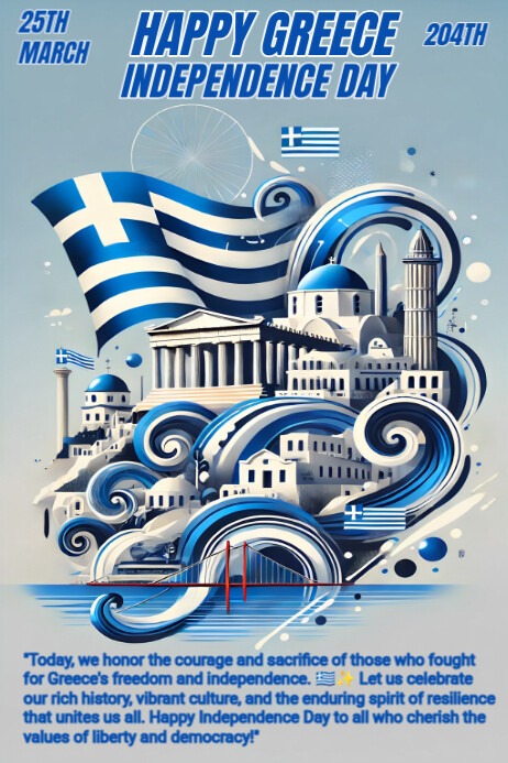 Grey Maximalist Happy Greece Independence Day 25th March Poster ...