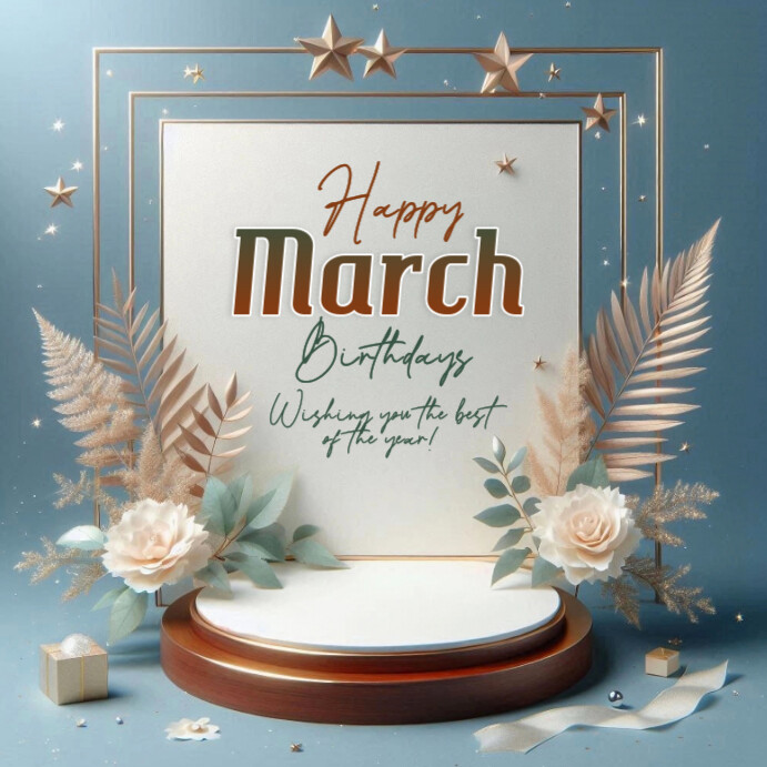 Grey Maximalist Happy March Birthdays Instagram Post Template ...