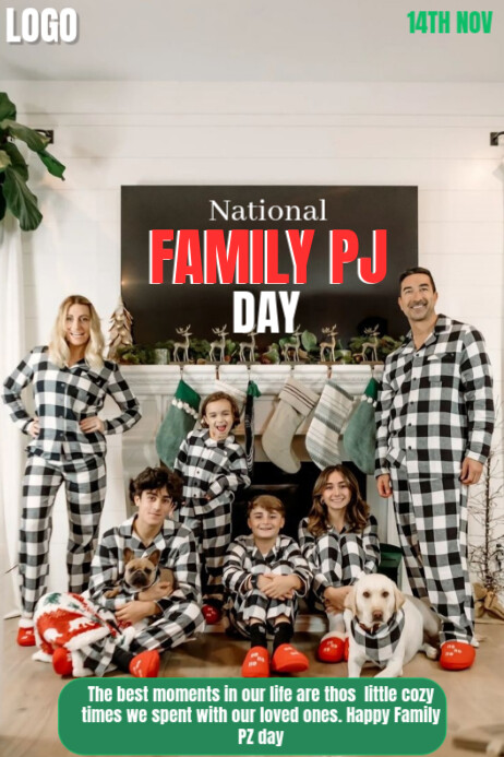 Grey Maximalist Happy National Family Pj Day Online Design Flyer ...