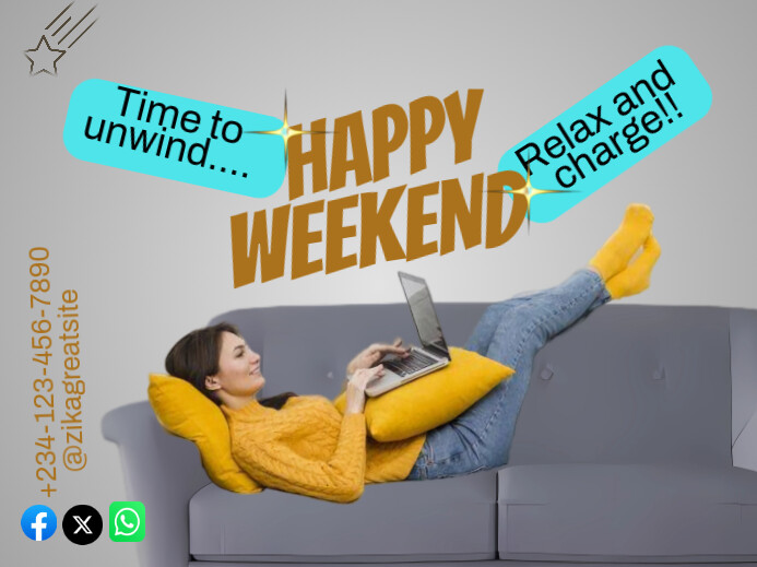 Grey Maximalist Happy Weekend Yard Sign Template | PosterMyWall