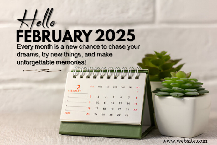 Copy of Grey Maximalist Hello February - Happy New Month! Poster | PosterMyWall