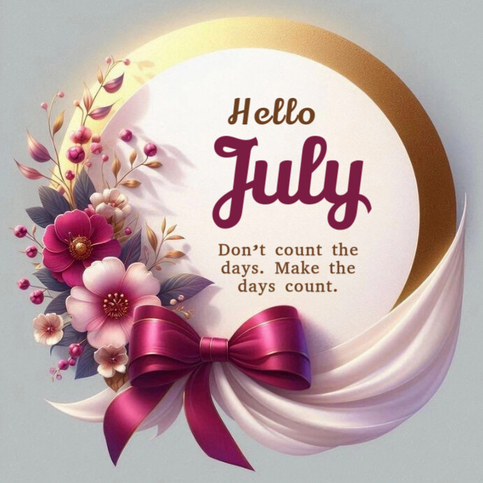 Grey Maximalist Hello July Instagram Post Template | PosterMyWall