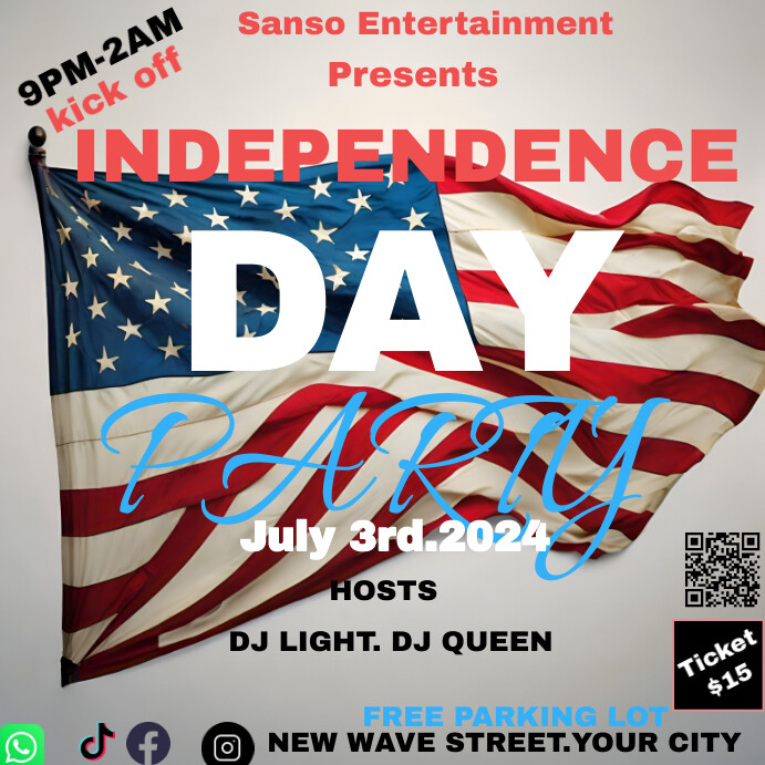 Grey Maximalist Independence Day Party Flyer Template | PosterMyWall