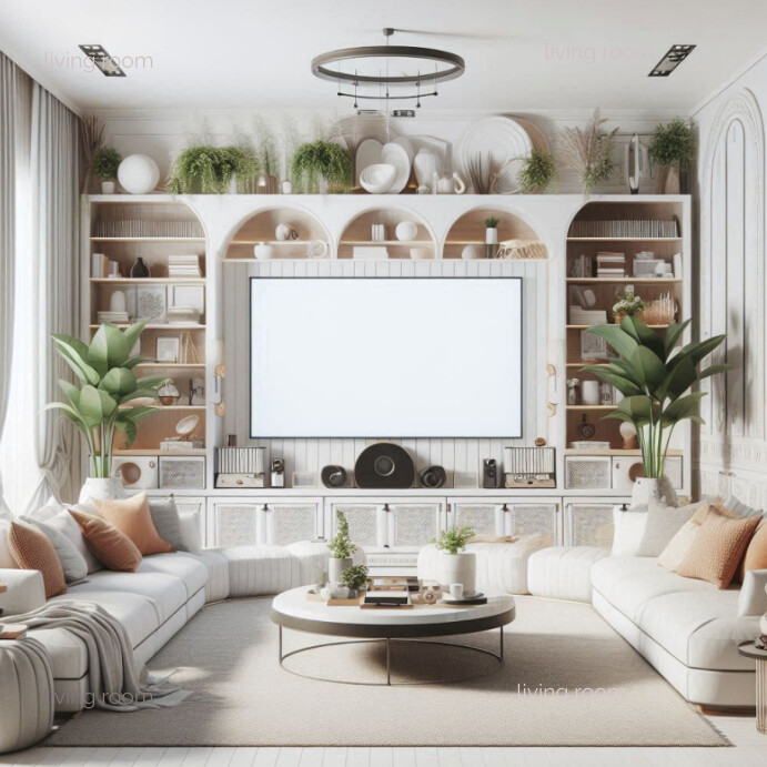 Grey Maximalist Interior Design Of Living Roo Template | PosterMyWall