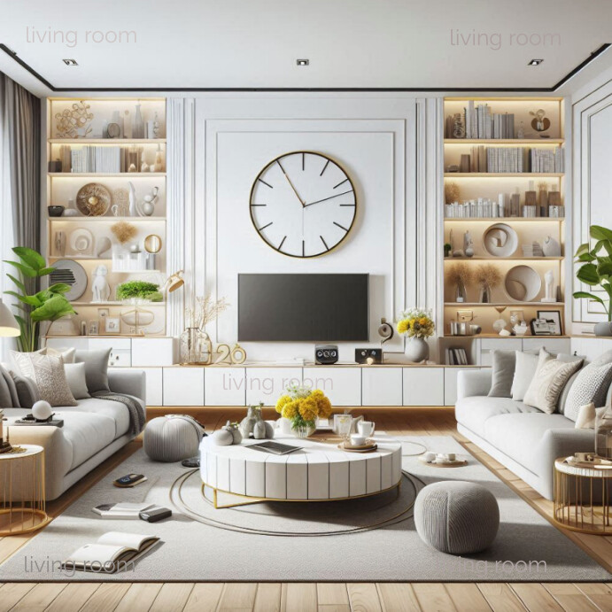 Grey Maximalist Interior Design Of Living Roo Template | PosterMyWall