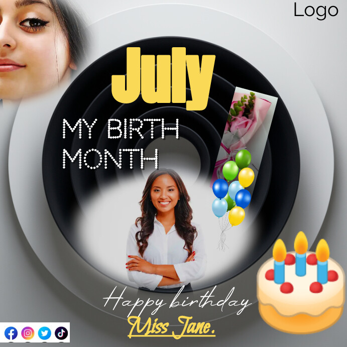 Plantilla de Grey Maximalist July Birthday Instagram Post | PosterMyWall