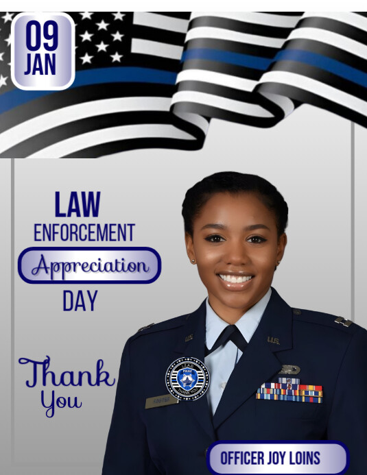 Grey Maximalist Law Enforcement Appreciation Day Design Flyer (us ...