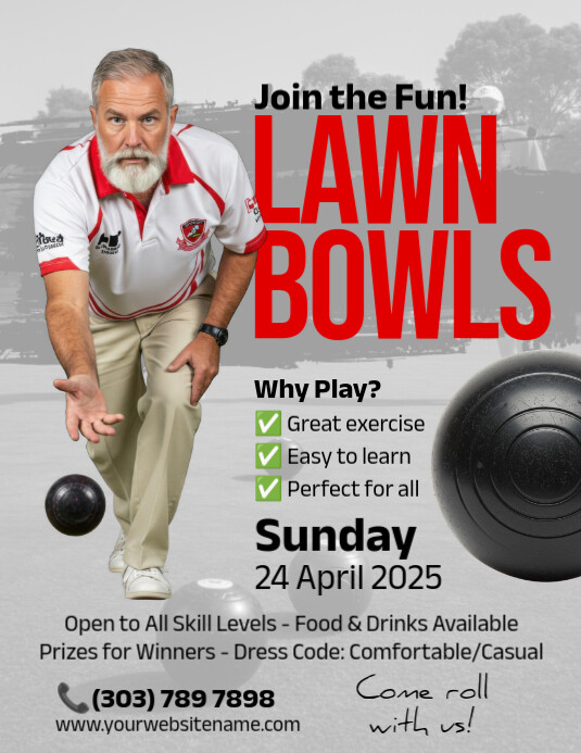 Copy of Grey Maximalist Lawn Bowls Flyer (us Letter) | PosterMyWall