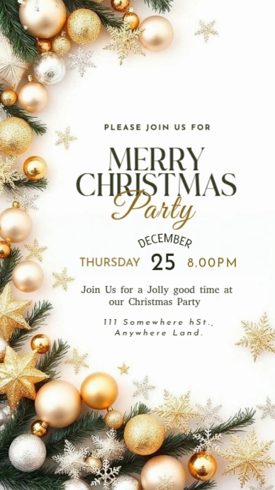 Grey Maximalist Merry Christmas Party Invitation Whatsapp Status ...