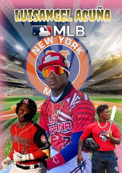 Grey Maximalist Mlb New York Mets Luisangel A Template | PosterMyWall