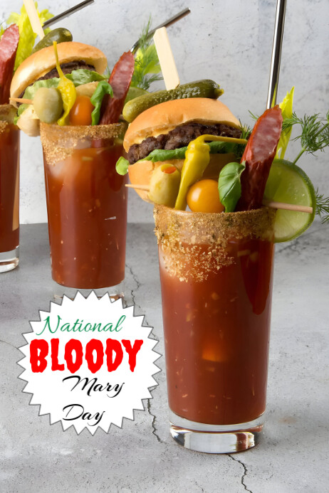 Grey Maximalist National Bloody Mary Day Poster Template | PosterMyWall