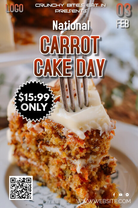 Grey Maximalist National Carrot Cake Day Poster Template | PosterMyWall
