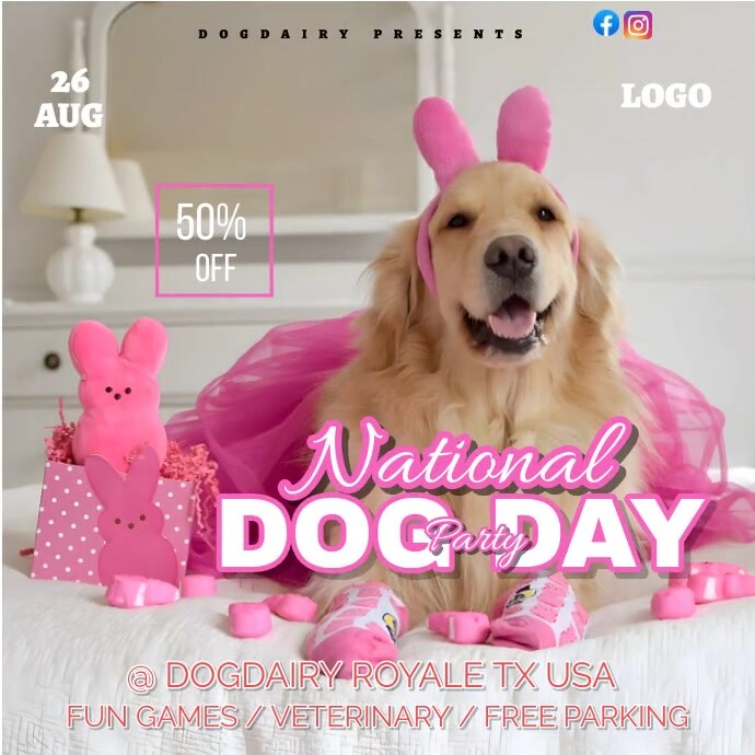 Plantilla de Grey Maximalist National Dog Day Instagram P | PosterMyWall