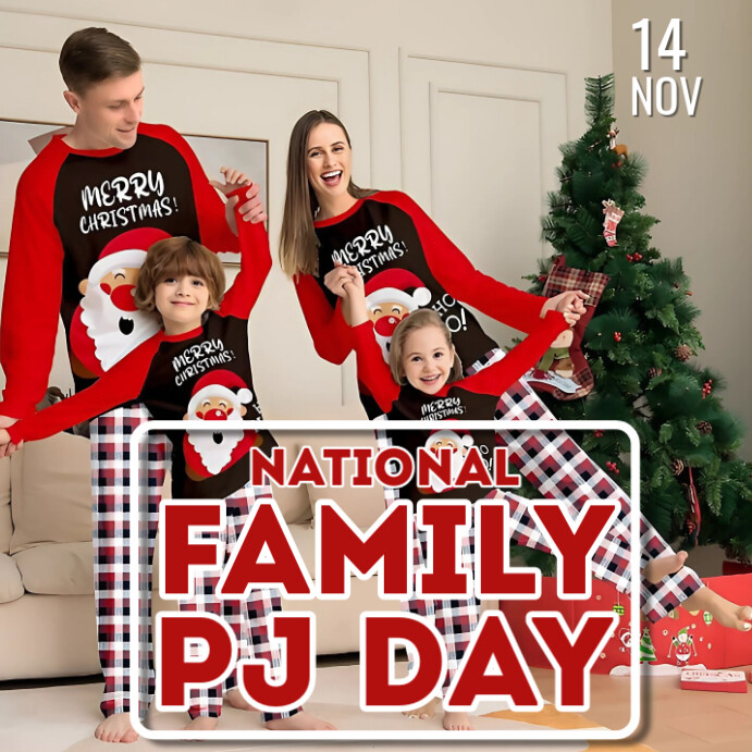 Grey Maximalist National Family Pj Day Instagram Post Template ...