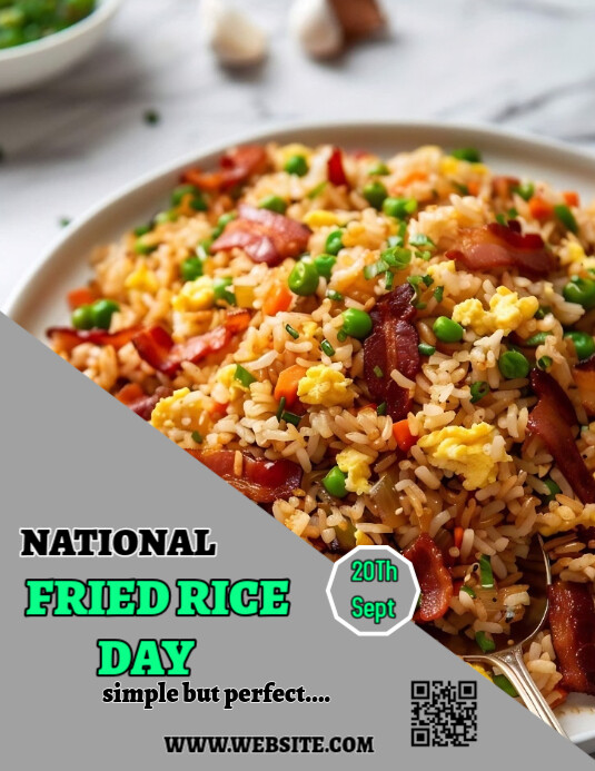 Grey Maximalist National Fried Rice Day Flyer Template | PosterMyWall