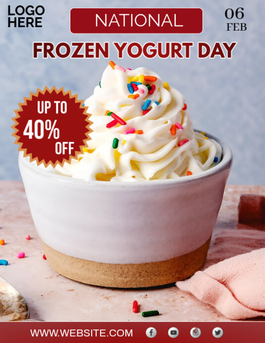 Plantilla de Grey Maximalist National Frozen Yogurt Day Flyer (us ...