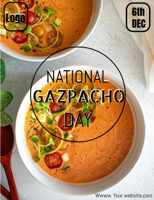 Grey Maximalist National Gazpacho Day Online Design Flyer/template ...