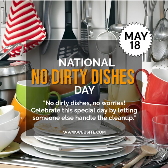 Grey Maximalist No Dirty Dishes Day Instagram Post Template | PosterMyWall