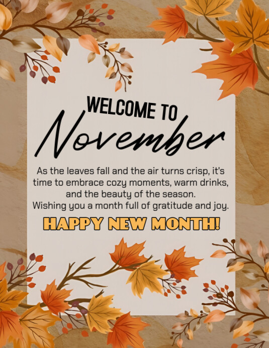 Grey Maximalist November Greetings Flyer (us Letter) Template ...