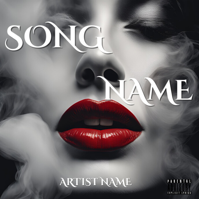 Grey Maximalist Red Lips Album Cover Template | PosterMyWall