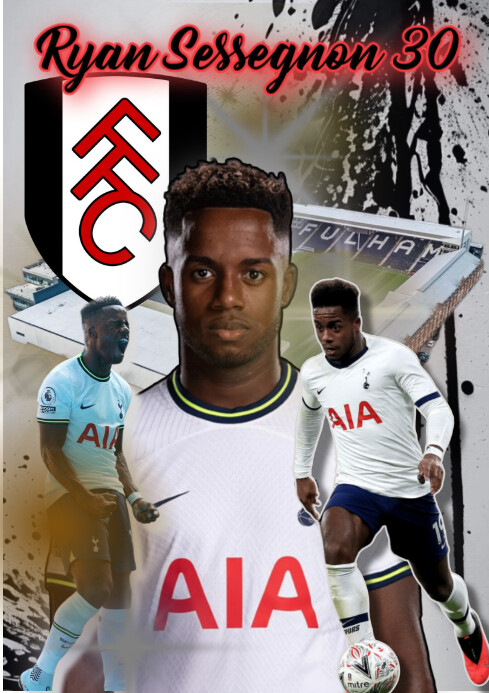 Grey Maximalist Ryan Sessegnon Fulham Football Player A4 Template ...