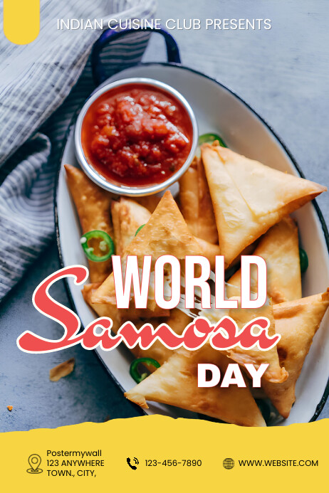 Grey Maximalist Samosa Day Poster Template | PosterMyWall