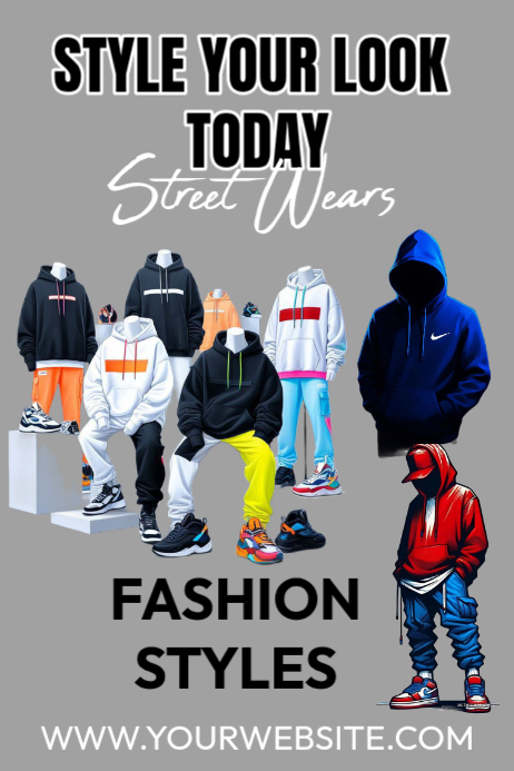 Grey Streetwear Fashion Posters Template | PosterMyWall