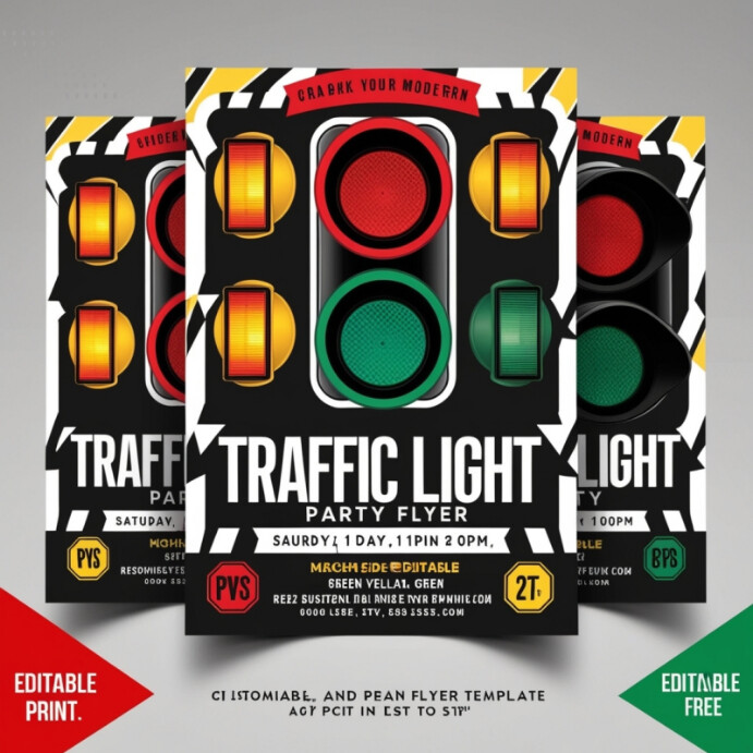 Copy of Grey Maximalist Traffic Light Party Flyer Template - "let’s ...