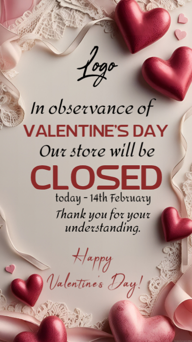 Grey Maximalist Valentine Closed Notice Instagram Story Template ...