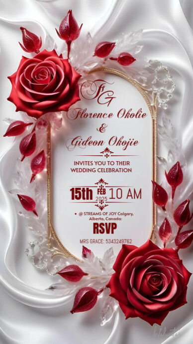 Grey Maximalist Wedding Invitation Card Digital Display (9:16) Template ...